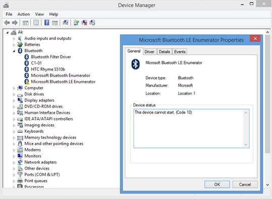 Addressing Error (Code 10): Bluetooth – Shearwater Research Inc