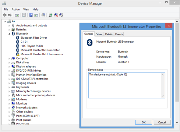 Addressing Error (Code 10): Bluetooth – Shearwater Research Inc